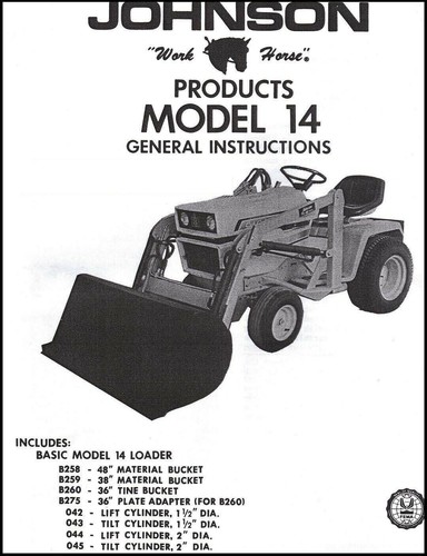 14 TRACTOR LOADER OWNER'S OPERATOR INSTRUCTIONS PARTS MANUAL FITS ...