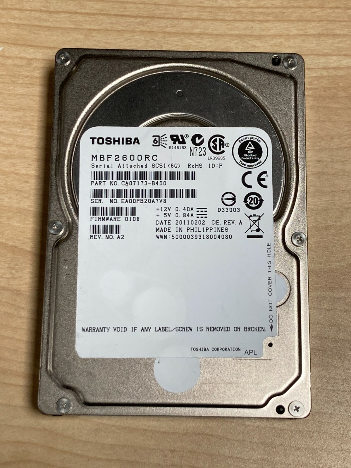 Toshiba MBF2600RC 10000RPM 16MB Cache 6GB/s 2.5" 600GB SAS Hard Drive ...