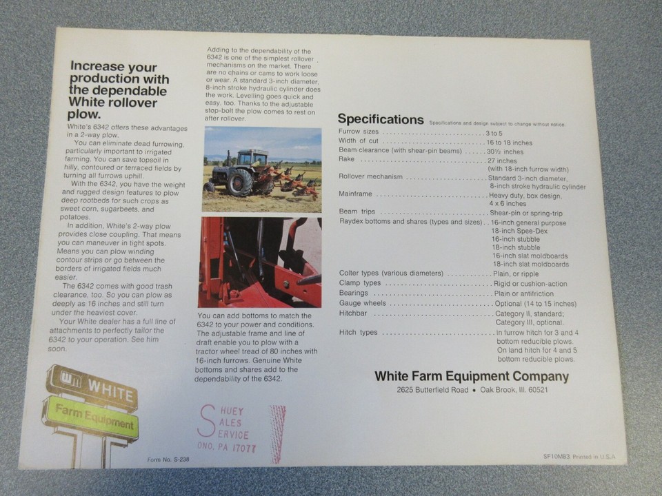 White 6342 2-Way Plow Sales Sheet 2 | eBay