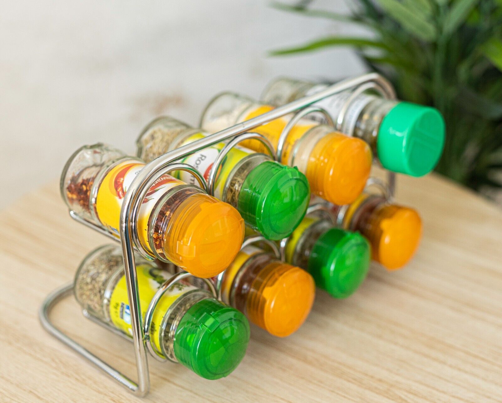 Chrome Spice Rack Silver Kitchen 8pc 2 Tier Herb Jar Holder Free ...