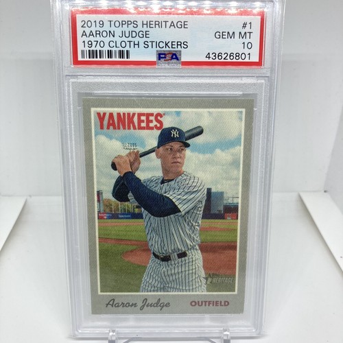 2019 Topps Heritage 1970 Cloth Stickers SP Aaron Judge PSA 10 Yankees ...