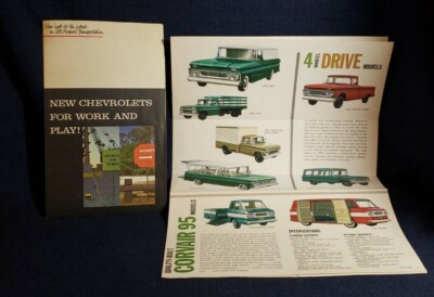 1961 Chevrolet Sales Brochures "Trucks for Work & Play"&Specs Carryall ...