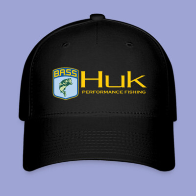 HUK BASS Fishing Black Hat Baseball Cap Size S/M And L/XL | eBay