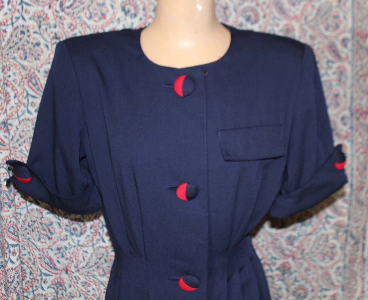 Classic Vintage 1980s Cynthia Howe Day Work Dress Nav… - Gem