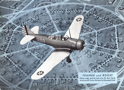 1943 WW2 Ad Print Photo North American BT-9 Trainer over Randolph Field ...
