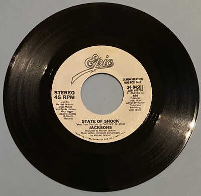 Jackson 5 “ STATE OF SHOCK “ 45 Vinyl Record - M. Jackson / M. Jagger ...