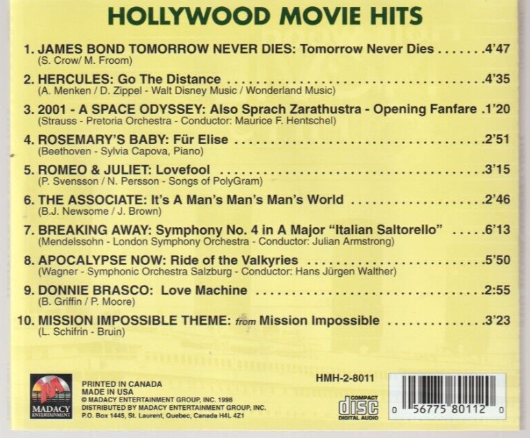 Hollywood Movie Hits CD The Countdown Singers Hollywood Movie Hits | eBay
