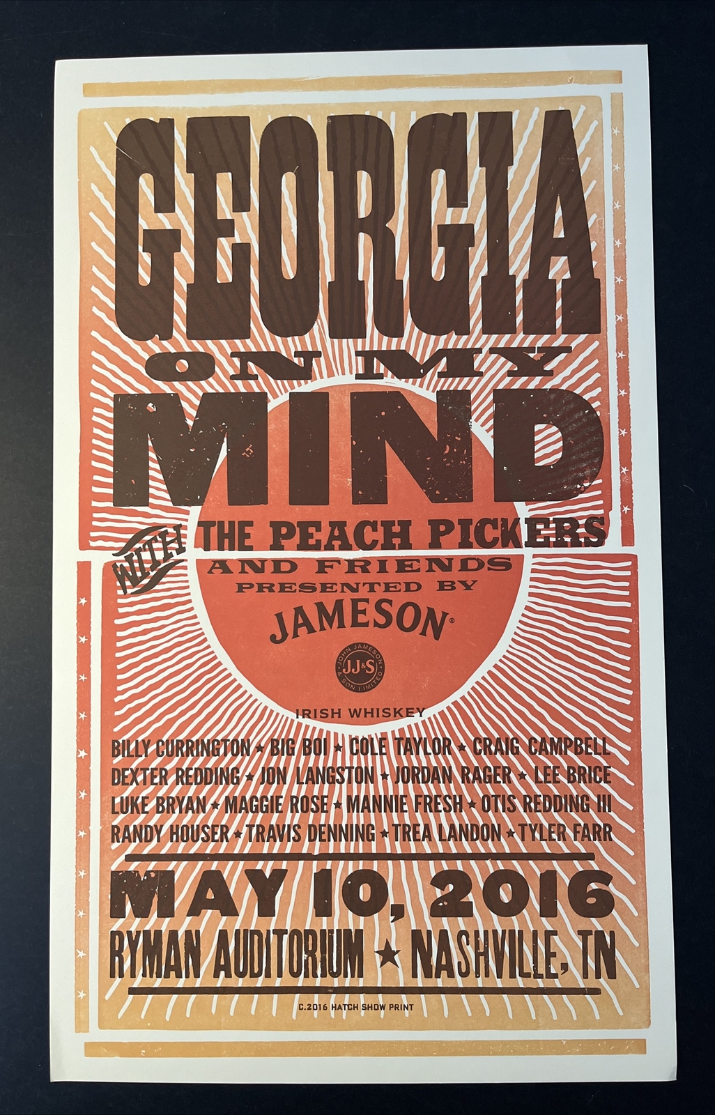 2016.05.10 Hatch Show Print Poster Georgia On My Mind & The Peach Pickers @Ryman | eBay
