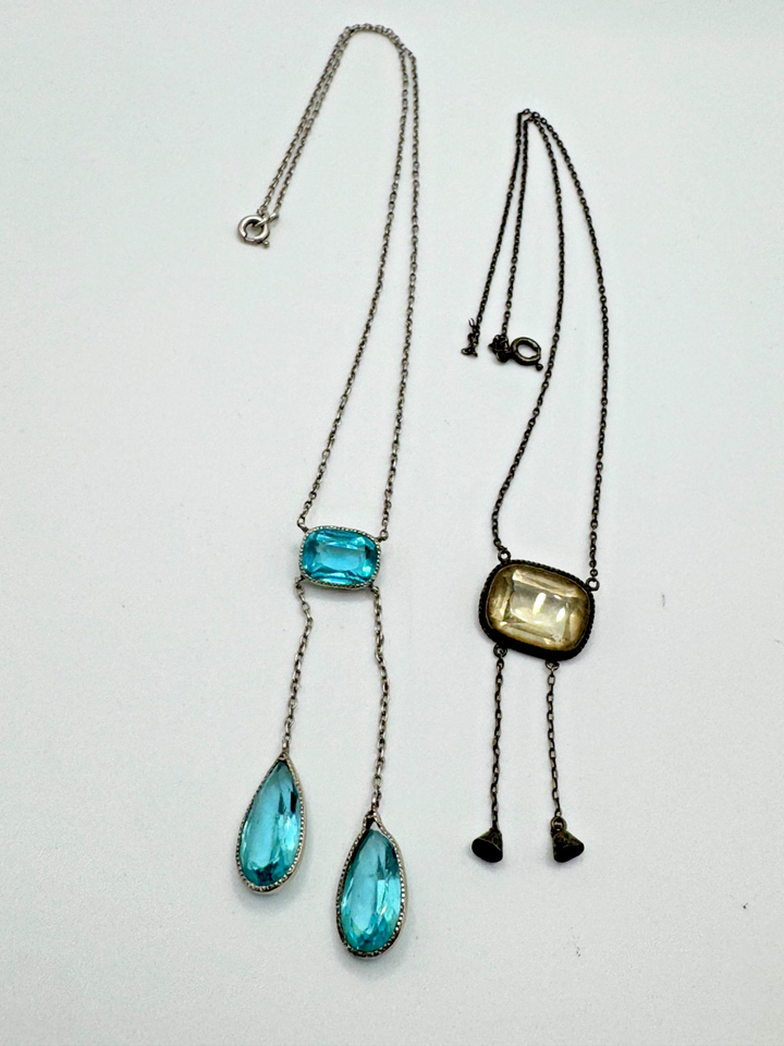 2 x elegant antique silver lavaliere / negligee necklaces for Repair 11 ...