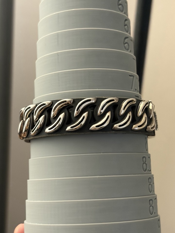 Buddha To Buddha 925 Sterling Silver Studded Chain Design Thick Leather ...