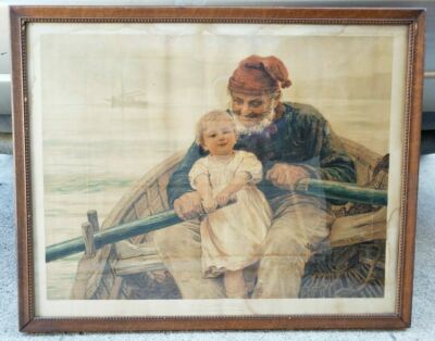 Antique Litho Print "A Willing Hand" by Fred Morgan c1892 Grover & Co ...