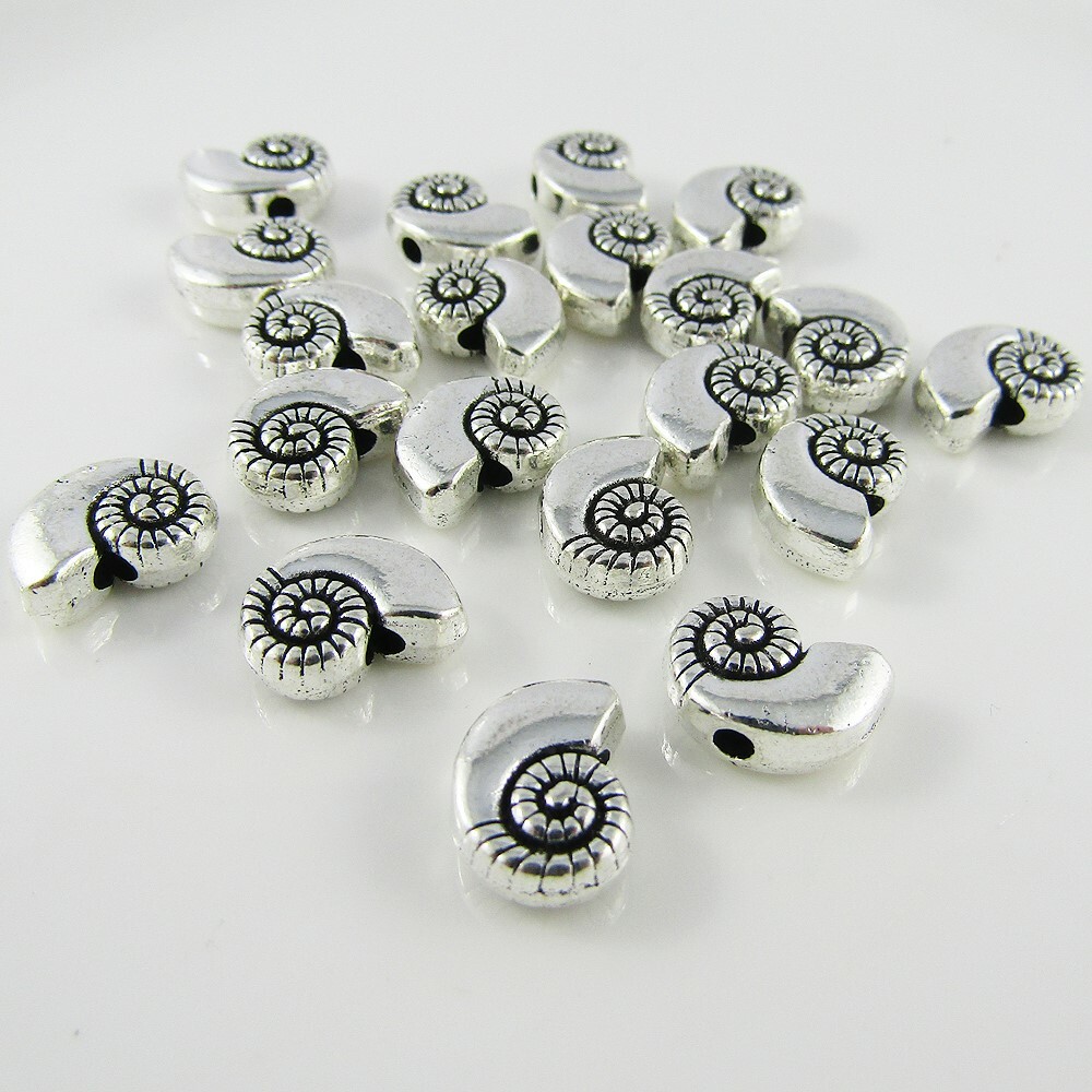 50pcs Sea Snail Shell Spacer Beads 11x8mm Hole 1.5mm Antique Silver | eBay