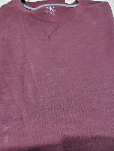 NEW MENS SIZE LARGE MAROON RUGBY RED CALVIN KLEIN TEE TOP LONG SLEEVE ...