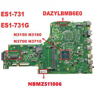 DAZYLBMB6E0 For Acer Aspire N15Q4 ES1-731 ES1-731G Motherboard N3050 ...