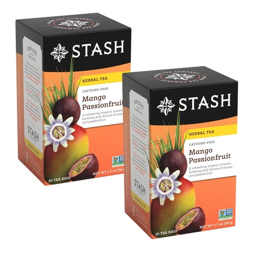 Stash Tea MANGO PASSIONFRUIT Caffeine-Free Tropical 20 Individual Bags ...