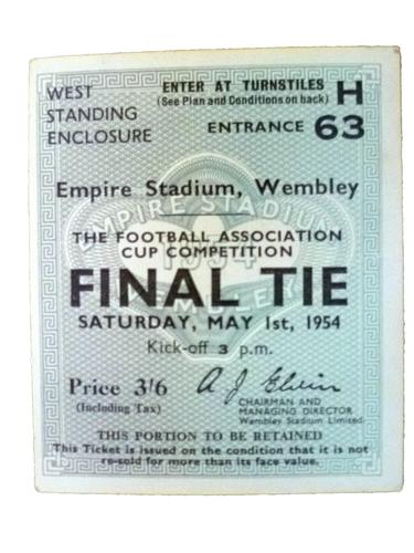 1954 FA Cup Final Ticket West Bromwich Albion v Preston North End 1st ...