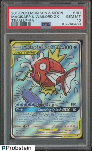 2019 Pokemon S & M Team Up Fa #161 Magikarp & Wailord Gx PSA 10 GEM ...