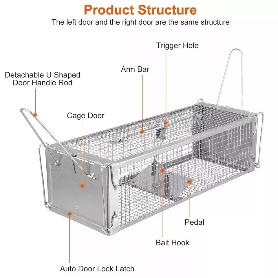 Dual Doors Mouse Trap Cage Live Humane Squirrel Chipmunk Rat Mice ...