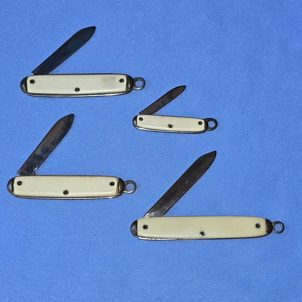 4 vintage small white-handle pocketknife single blade jack knives | eBay