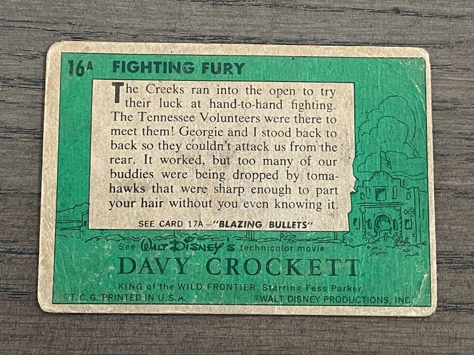 1956 Topps Davy Crockett Green Back #16A Fighting Fury | eBay