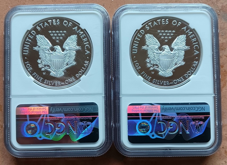 (2) 2021 W PROOF AMERICAN SILVER HERALDIC EAGLE NGC PF70 ULTRA CAMEO ...