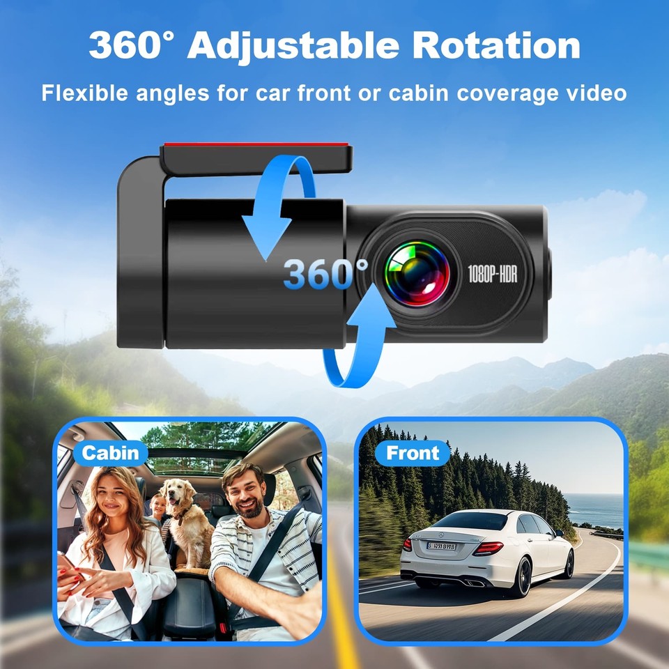 Dash Cam 1080P Front Cabin View Video DVR Recorder Mini WiFi 24H Camera ...