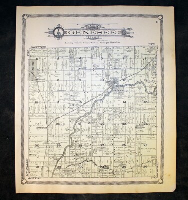 1907 Genesee Township Plat Map Genesee County Michigan Original | eBay