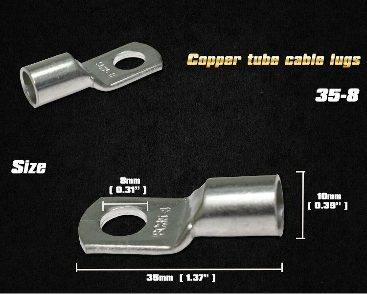 35MM² Heavy Duty Tinned Eyelets Cable Lug 2 AWG Terminal Wiring Welding ...