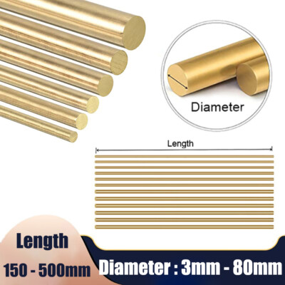 Brass Round Bar Rod 3mm 5mm 6mm 7mm 8mm 12mm 14mm 15mm 16mm 18mm - 80mm ...