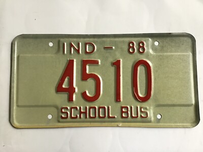 1988 Indiana School Bus License Plate Tag | eBay
