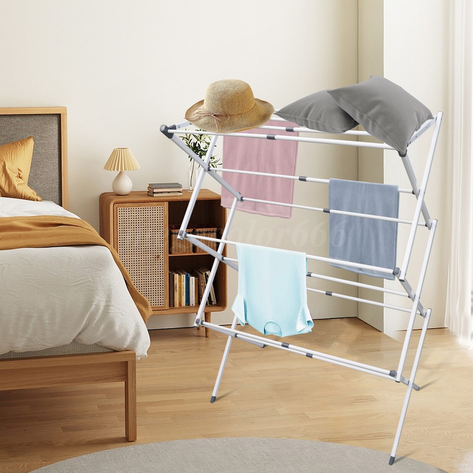 Household Indoor Telescopic Folding Clothes Drying Rack Dry Laundry ...