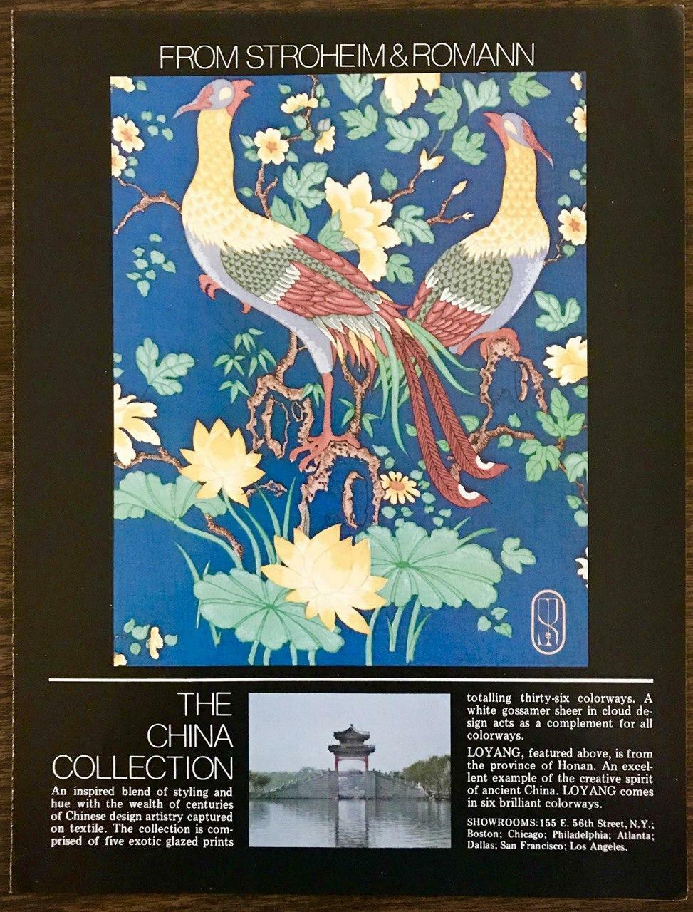 1979 Stroheim & Romann Fabrics PRINT AD The China Collection | eBay