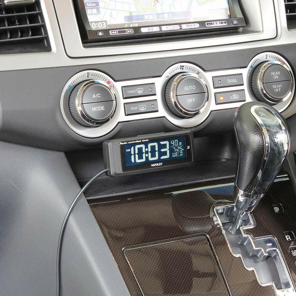 Napolex Car radio clock USB power supply type Always-on white LED Large ...