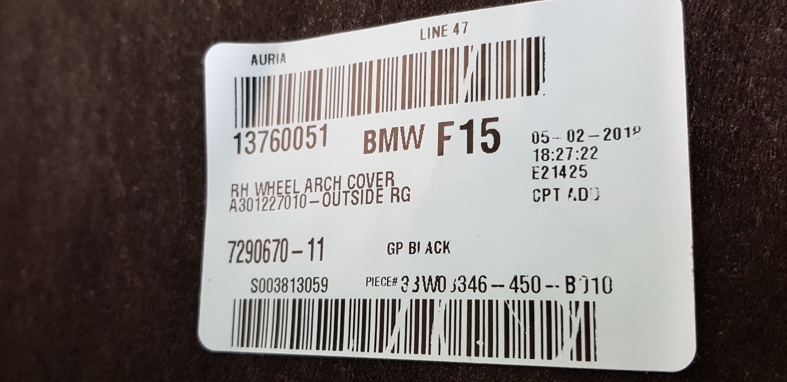 BMW X5 F15 X5 M F85 12 - 17 OEM Fender Liner Splash Guard 51487290670 ...