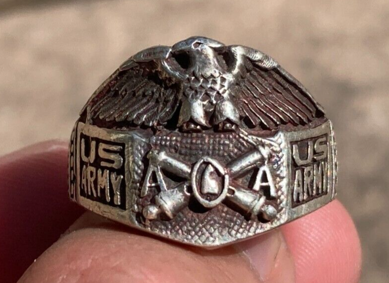 WW2 US Army Coast Artillery Anti-Aircraft Sterling Ring Sz 9.5 | eBay