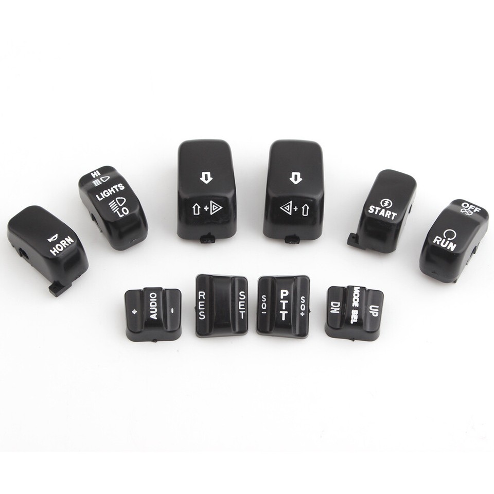 10x Hand Control Switch Buttons Caps Black Fit For Harley Classic ...