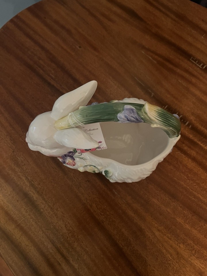 Spring Collection By Corner Ruby Ceramic Bunny Decorative Basket | eBay