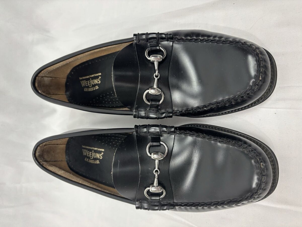 G.H. BASS MENS WEEJUNS Lincoln Bit Loafer Shoe Black Slip On G.H. BASS MENS WEEJUNS Lincoln Bit Loafer Shoe Black Slip On