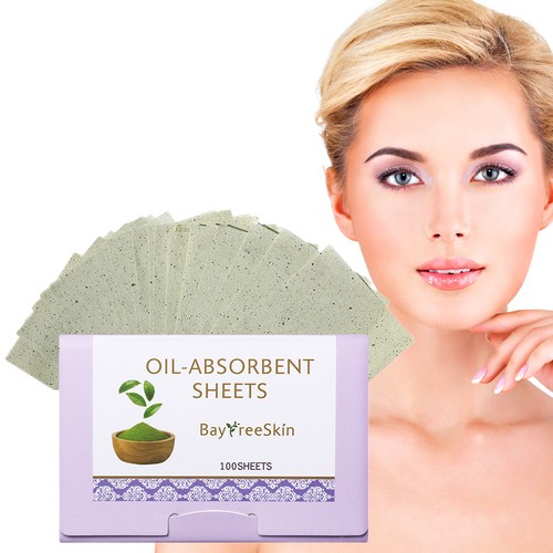 100 Sheets Face Blotting Paper Oil Absorbing Sheets Powder Shine Sebum ...