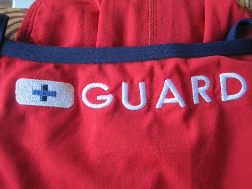 SPEEDO ~ One-Piece Lifeguard Flyback Swimsuit ~ Red/W… - Gem