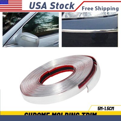 1/2" 16FT Chrome Trim Molding Strip Car Door Window Bumper Side Trime ...