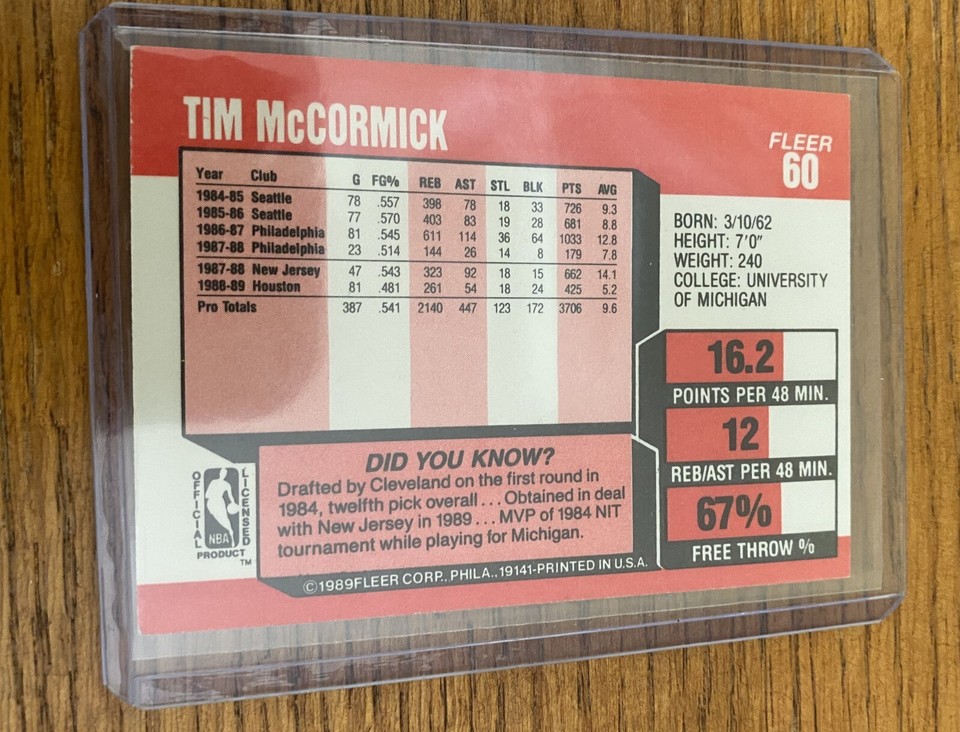 1989 Fleer #60 Tim McCormick | eBay