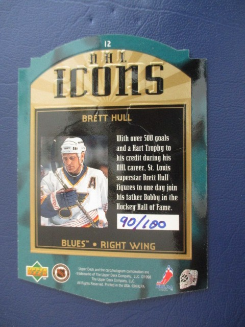 Brett Hull 1998-99 Upper Deck SP Authentic NHL ICONS Die Cut 90/100 ...