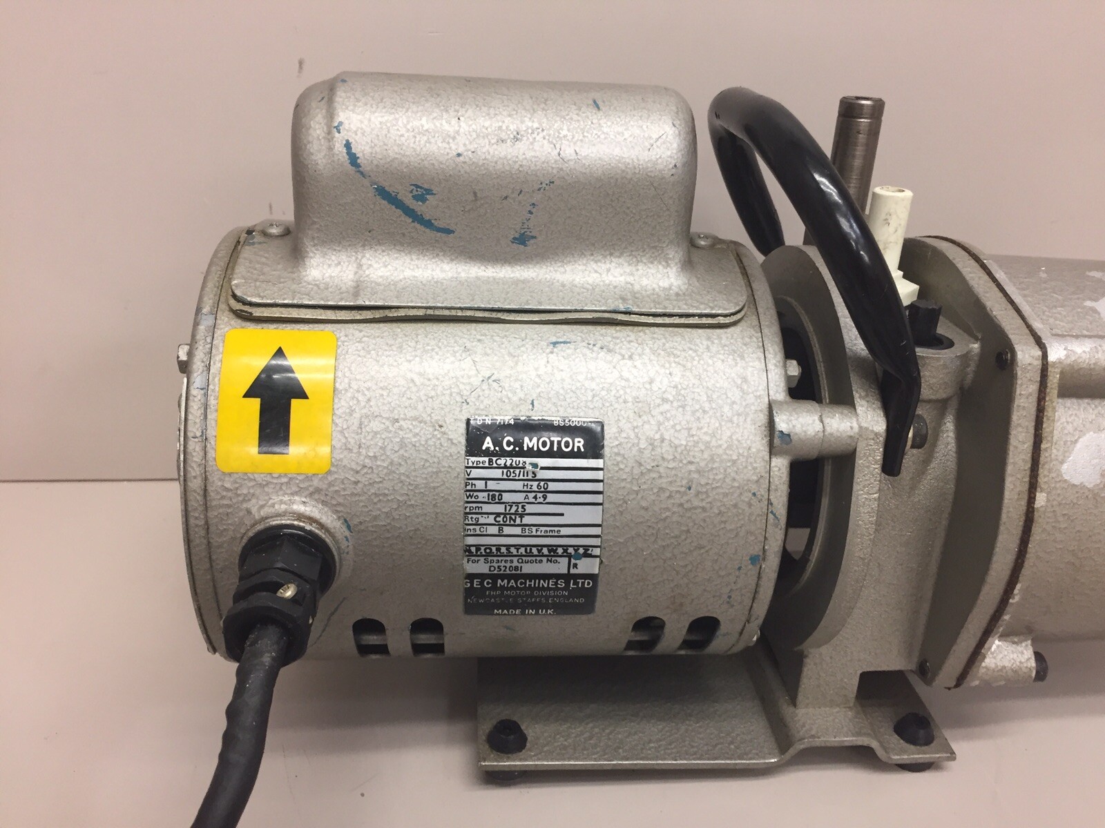 GEC MACHINES AC MOTOR BC2208 SINGLE PHASE 105/115V 1725 RPM 4-9 AMP | eBay