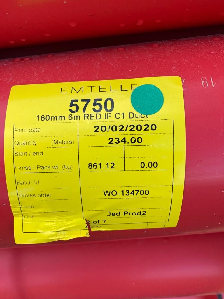 Red Electric Cable Duct 160mm 6m High Voltage HV Pipe 150 6inch ...