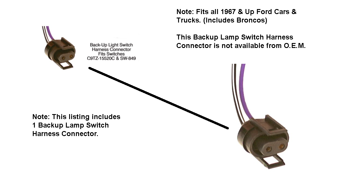 1 BACKUP LAMP SWITCH CONNECTOR! 67-UP FORD MUSTANG BRONCO MERCURY ...