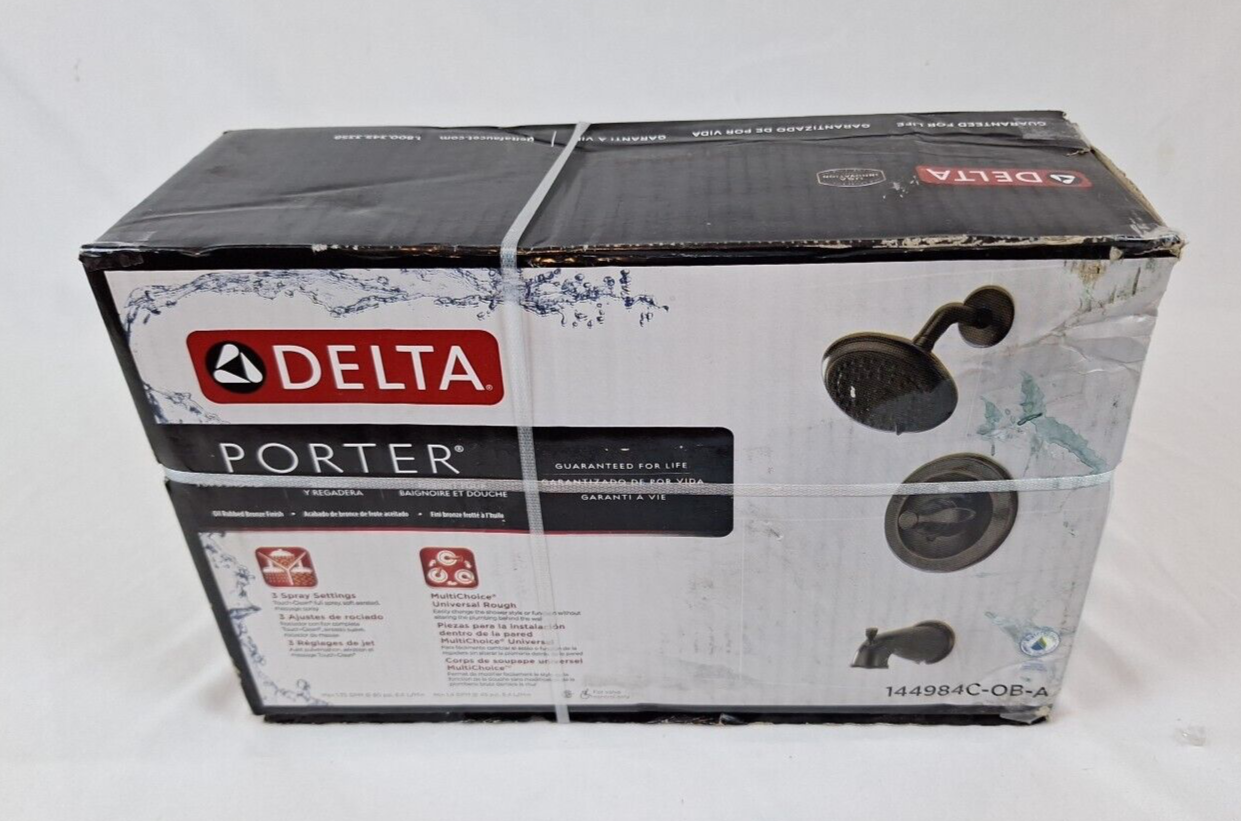 Delta Porter Handle Tub and Shower Faucet in Oil Rubbed Bronze ...