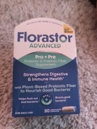 Florastor Advanced Probiotic & Prebiotic Fiber Supplement 30 Capsules ...