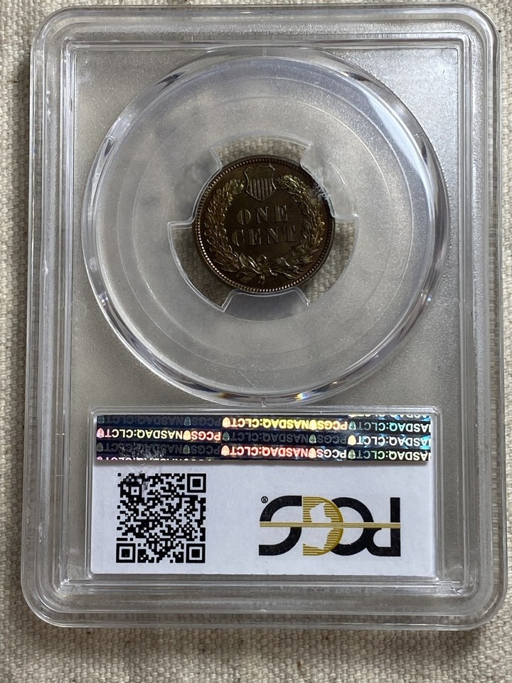 1887 Indian Head Cent Proof PCGS PR65RB Gorgeous Reverse Green Toning ...
