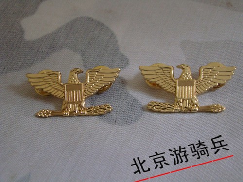 Pair WW2 WWII US Army Colonel Eagle War Bird Device Pin Badge Insignia ...